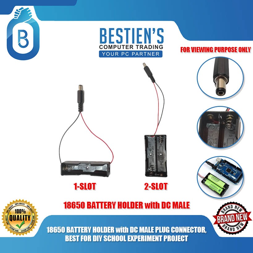 18650 BATTERY HOLDER with DC MALE PLUG CONNECTOR, BEST FOR DIY SCHOOL ...