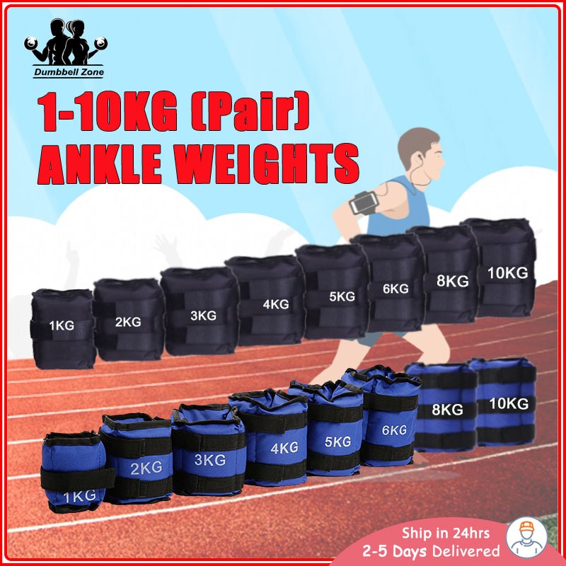 【1-10KG Blue/Black】 Ankle Weights (2pcs) Basketball Training Weights ...