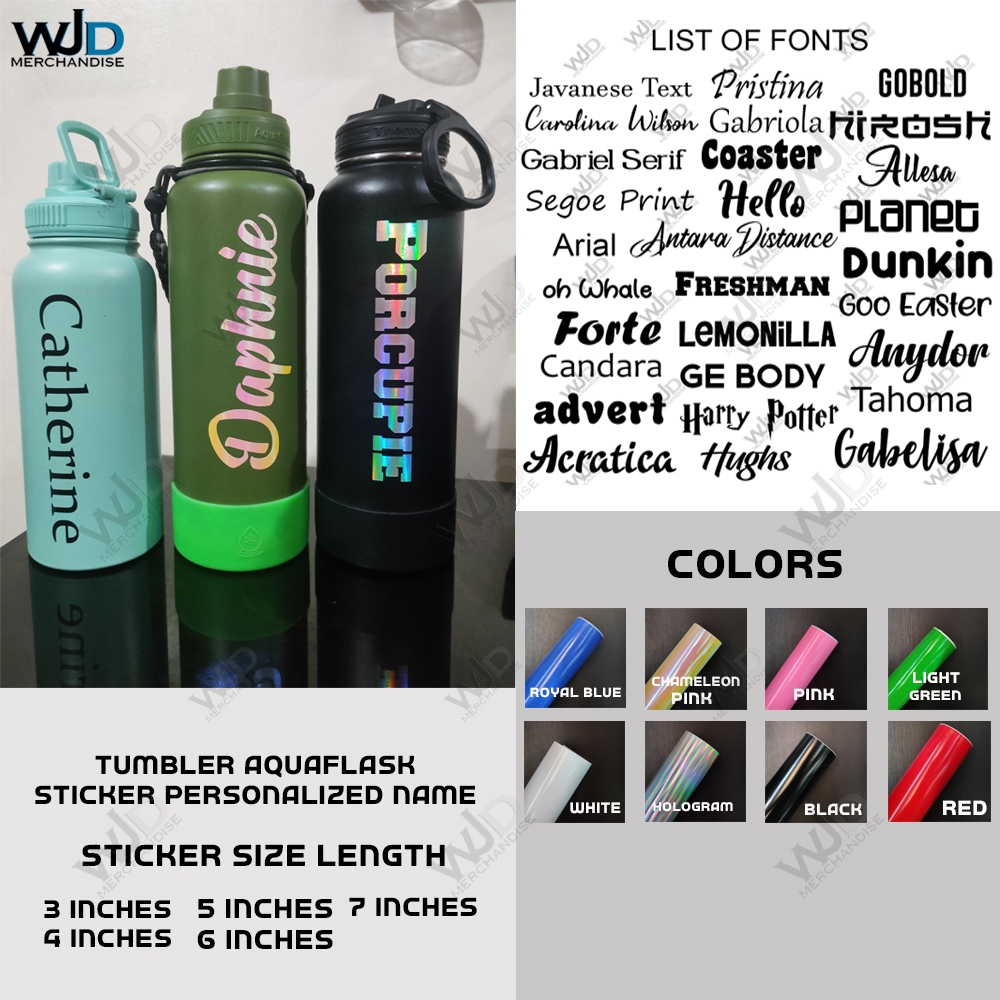 Sticker Name for Aquaflask Ttumbler Waterproof Design Custom and ...