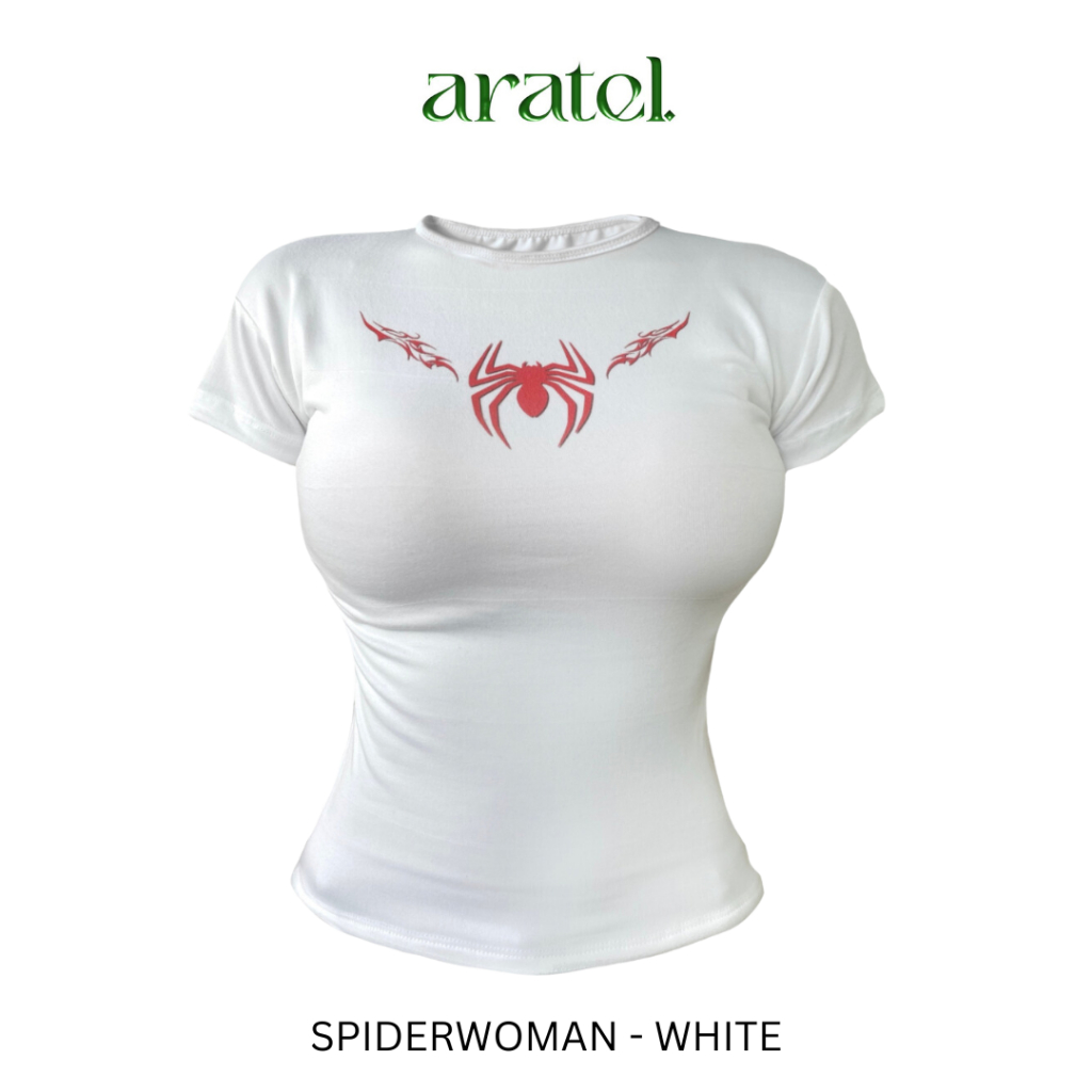 ARATEL [OFFICIAL] White Full Length Printed Top (Double-lining front ...