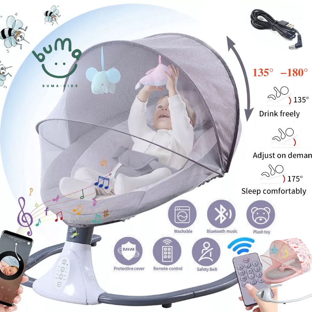 Baby Rocker Swing Chair Height Adjustment Electric Rocking for NewBorn ...