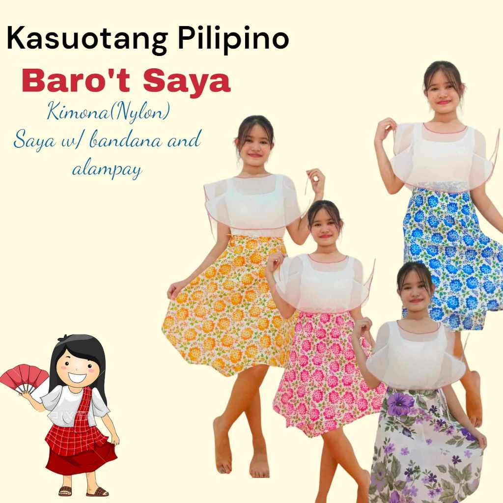 Ls LanCaO'S/ FILIPINO TRADITIONAL ATTIRE/FILIPINIANA/COLORED FLORAL BARO'T SAYA | Shopee Philippines