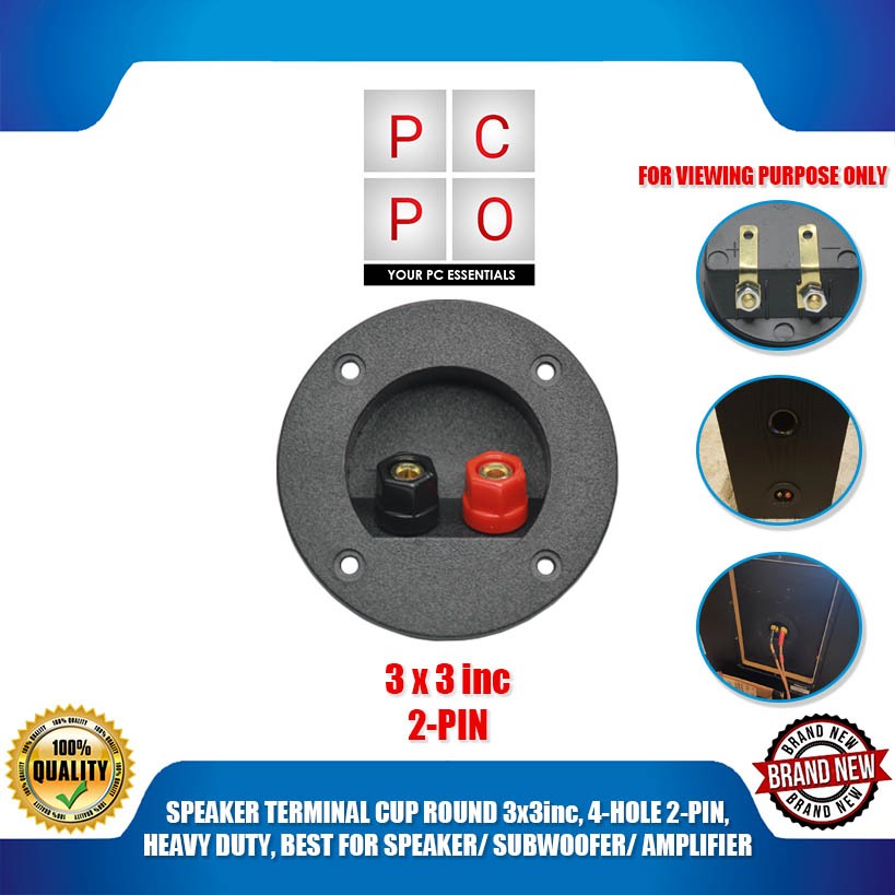 SPEAKER TERMINAL CUP ROUND 3x3inc, 4-HOLE 2-PIN, HEAVY DUTY, BEST FOR ...