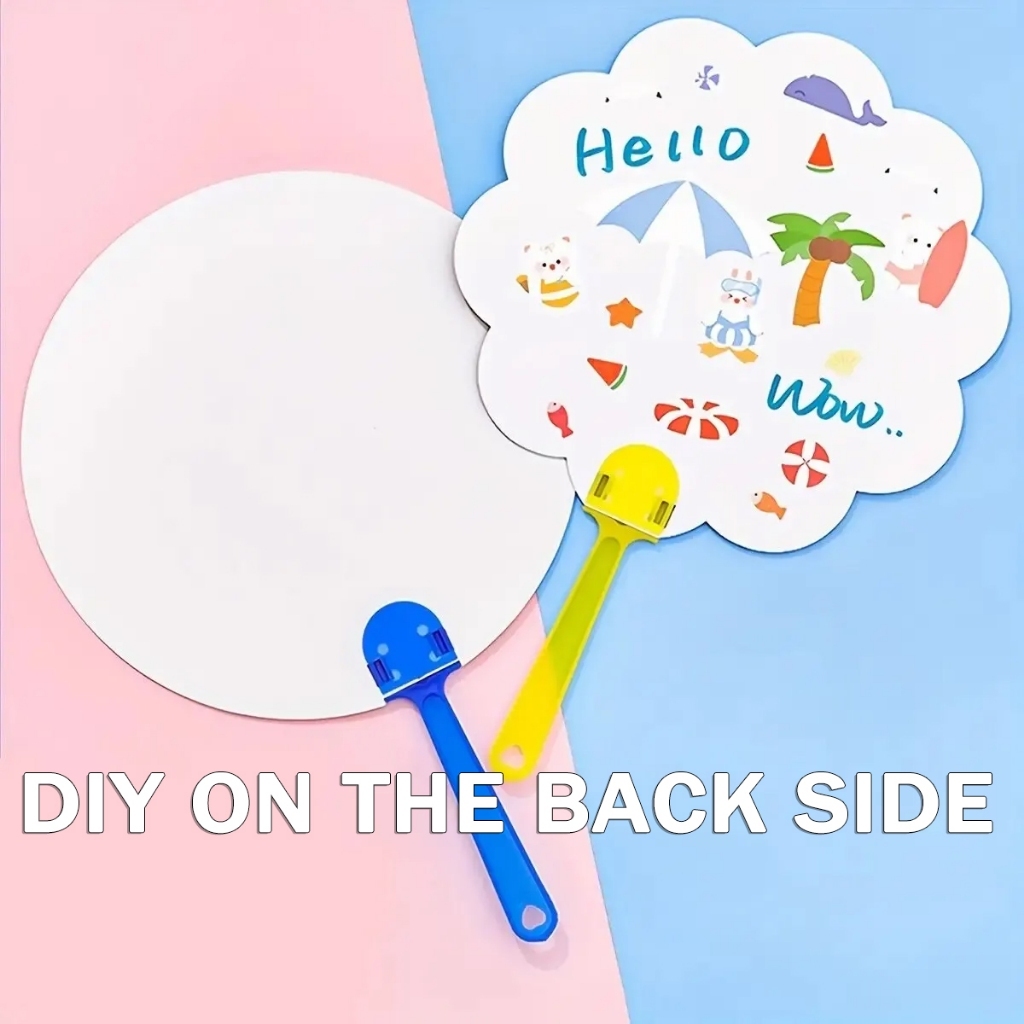 DIY Graffiti Painted Fan Kindergarten Children's Cartoon Coloring Fans ...