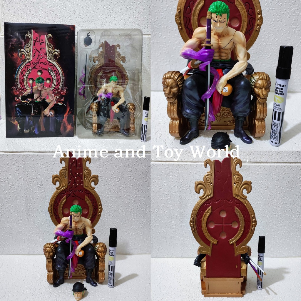 One Piece Zoro Roronoa Zoro on Throne Sitting Collectible Action Figure ...