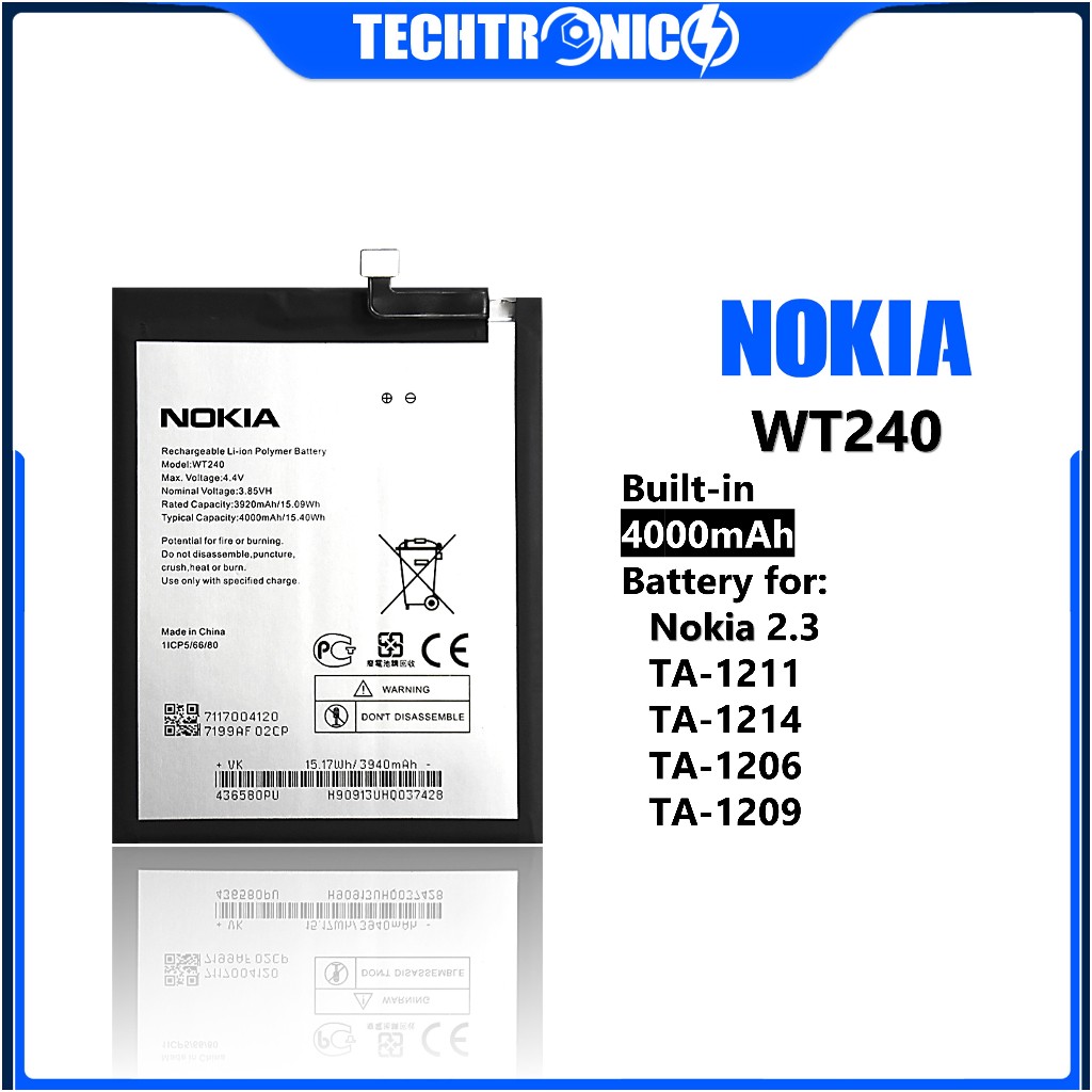 Battery WT240 Nokia 2.3 TA-1211 TA-1214 TA-1206 TA-1209 4000mAh ...