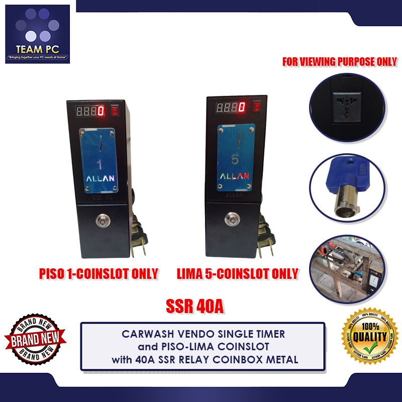 TEAM PC CARWASH VENDO SINGLE TIMER and PISO-LIMA COINSLOT with 40A SSR ...