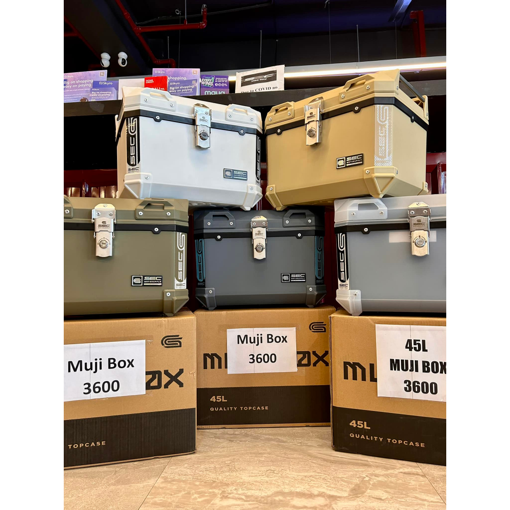 SEC 45L HEXALITE HARD PLASTIC TOPBOX w/ new design Leather lining and ...