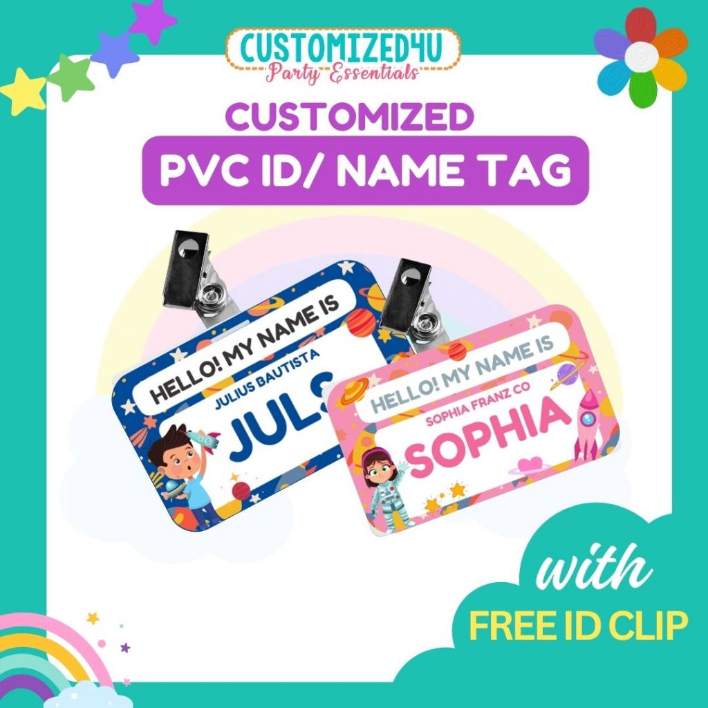 Customized PVC ID Name Tag for school with FREE ID CLIP | Shopee ...