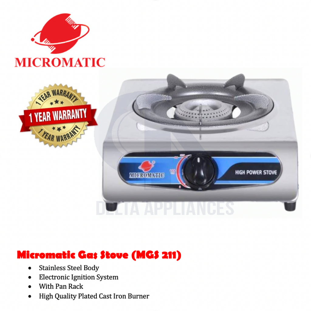 Micromatic Single Burner Gas Stove High Quality Stainless Body Original with 1 Year Warranty MGS ...