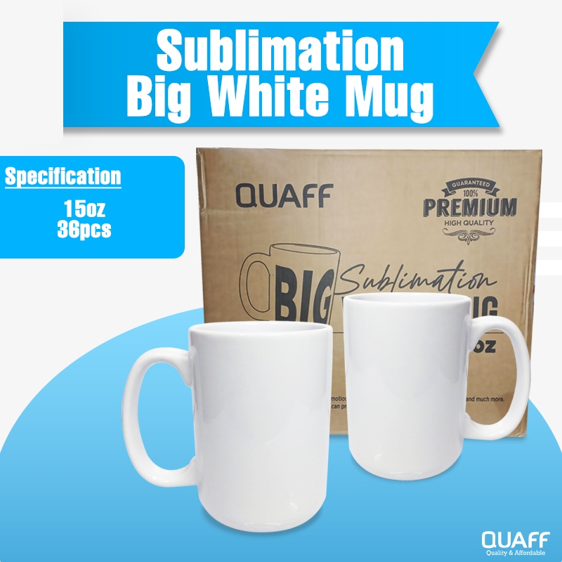 1-Box QUAFF Sublimation Coated White Mug 15oz Sublimation Printable ...
