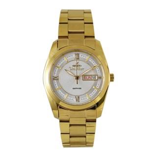 UniSilver TIME Men's Gold / White Sapphire Glass Analog Stainless Steel ...