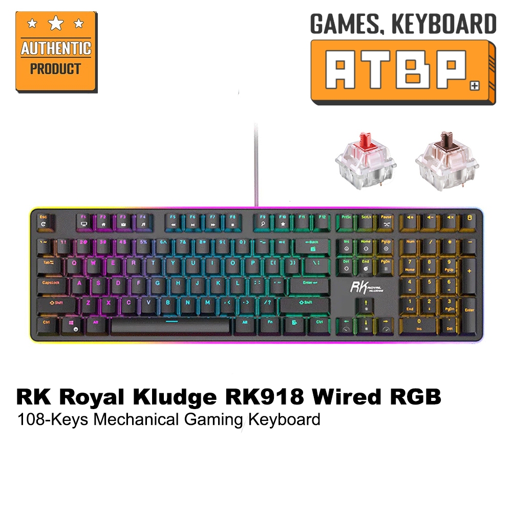 RK Royal Kludge RK918 Wired RGB 108-Keys Mechanical Gaming Keyboard ...