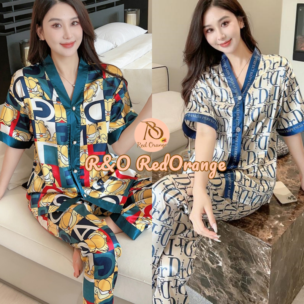 R&O Silk Pajama for Women unisex sleepwear short sleeve set pajamas ...