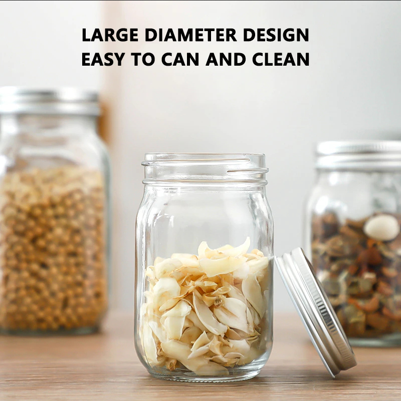 Mason Jar with Silver Airtight Lids Clear Glass Mason Jar for Sugar ...
