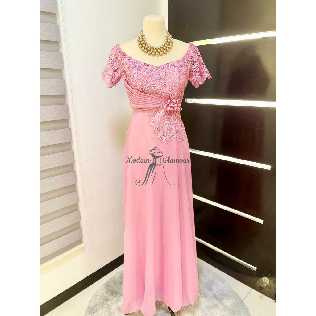 OLD ROSE COLOR GOWN FOR NINANG LADIES MOTHER DRESS FORMAL LONG GOWN ...