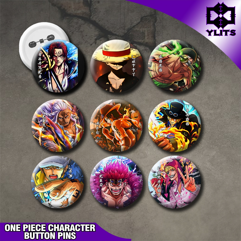 One Piece Character Button Pins | 2.25 Inch Anime Badge Collectibles ...