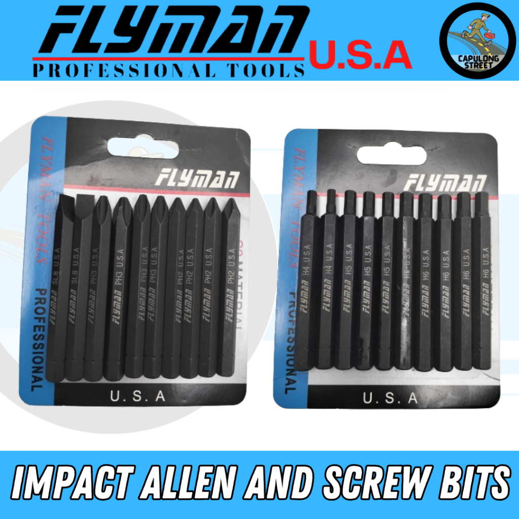 Capulong Street Flyman Impact Allen Bits and Impact Screw Bits with ...