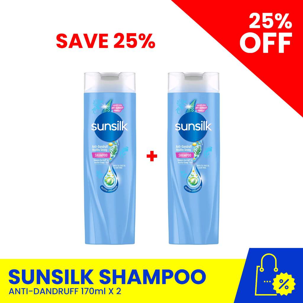 SUNSILK Shampoo Anti-Dandruff Healthy Strong 170ml x 2 bottles | Shopee ...