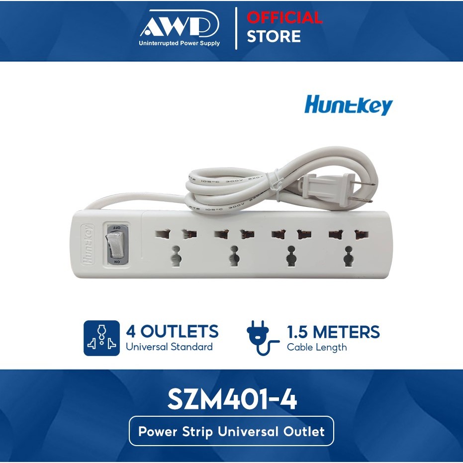 Huntkey SZM401 4 Sockets Power Strip Universal Outlet | Shopee Philippines