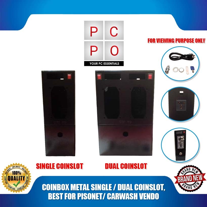 PC PO COINBOX METAL SINGLE / DUAL COINSLOT, BEST FOR PISONET/ CARWASH ...