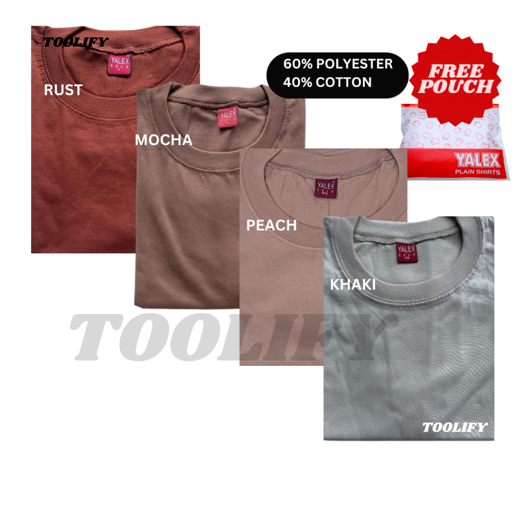 YALEX | ADULT SIZE | PLAIN T-SHIRT | RUST, MOCHA, PEACH, KHAKI | Shopee ...