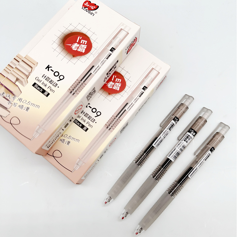 Lovein K-09 Gel Ink Pen 0.5mm 12PCS Black - Smoothly Glides with Needle ...