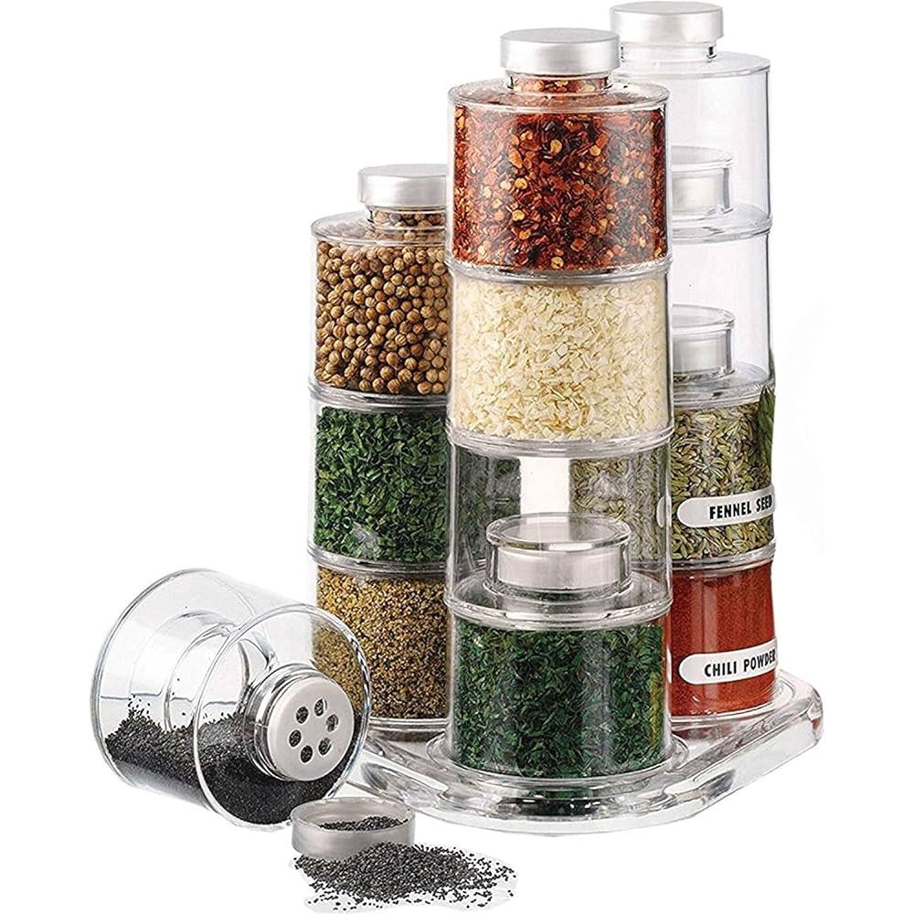 6pcs/set Stackable spice tower Double cap Spice plastic Jar Bottle ...