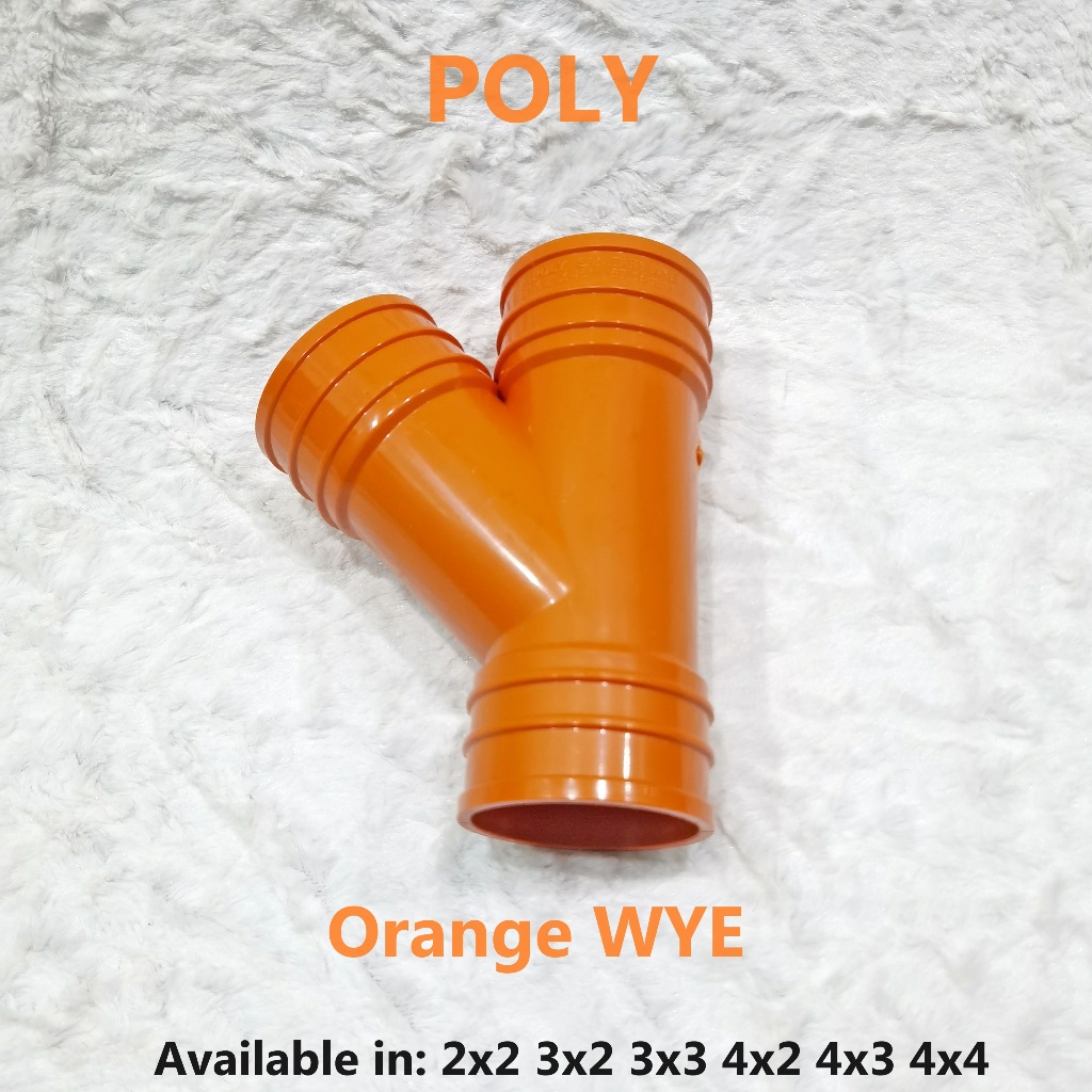 POLY PVC Orange Sanitary WYE 2x2 3x2 3x3 4x2 4x3 4x4 " Y Plastic Pipe Connector Connect Thick ...