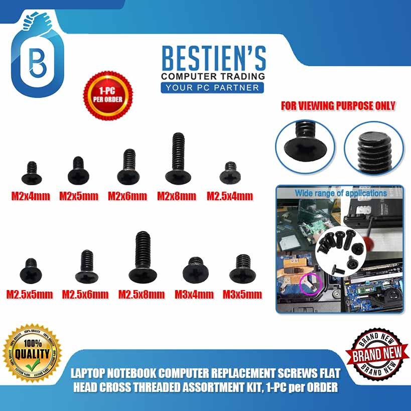 LAPTOP NOTEBOOK COMPUTER REPLACEMENT SCREWS FLAT HEAD CROSS THREADED ...