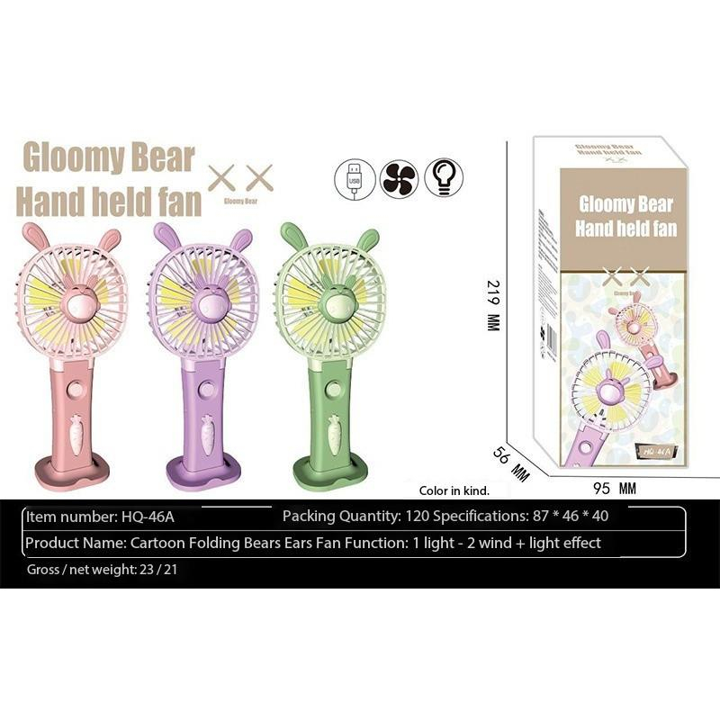 F46A New Cartoon Rabbit Desktop Office Three-speed Folding Handheld Fan ...