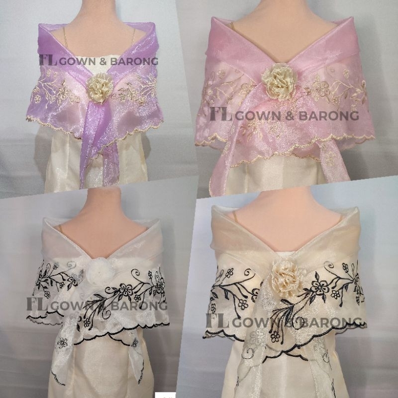 XA02 Alampay Black Embro with Brooch Shawl Filipiniana Modern ...