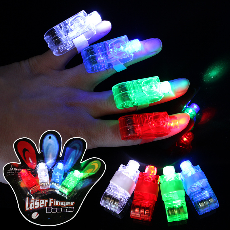 4 Pieces Finger Laser Beam Toys Party Favors Glow Finger Rings Rave ...