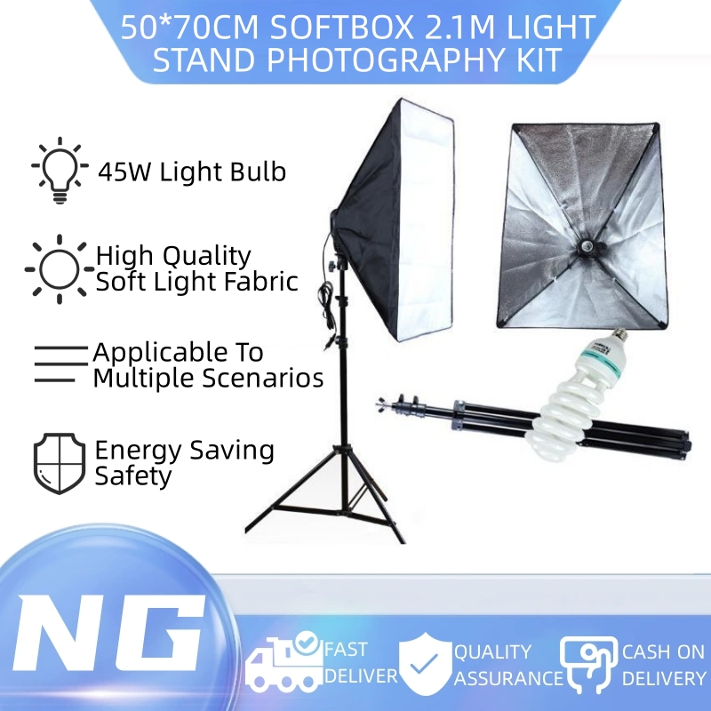 50*70cm Softbox 2.1M Light Stand Photography Kit Photo Video Studio ...