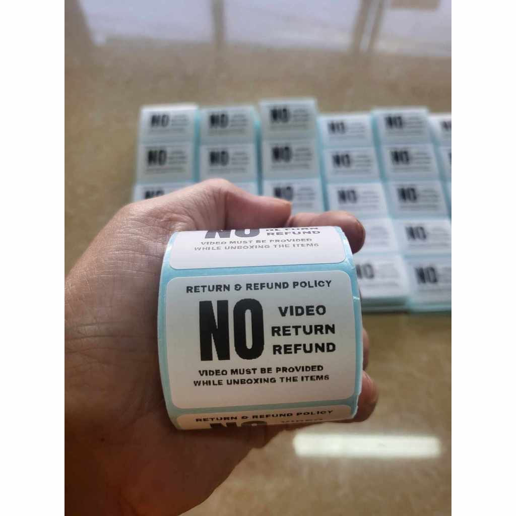 100PCS NO VIDEO NO RETURN NO REFUND STICKER THERMAL STICKER 40MMX30MM ...