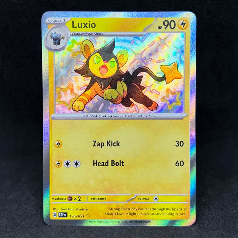 Pokemon TCG Shiny Luxio Holo Rare 136/091 2024 Scarlet & Violet Paldean ...