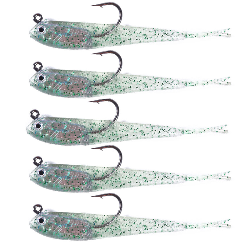 SUKE 5Pcs Soft Bait With Hook 7.5cm/5g Silicone Artificial Bait Fishing ...