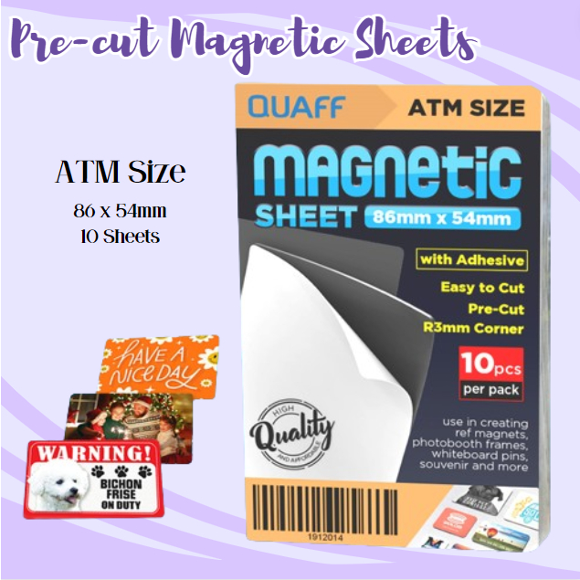 Quaff Pre-cut card Magnetic Sheet with adhesive (10 sheets) | Shopee ...