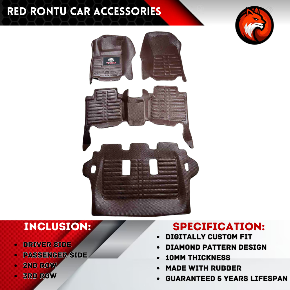 2016-2024 Toyota Fortuner/ Innova (Coffee) Premium Diamond Deep Dish ...