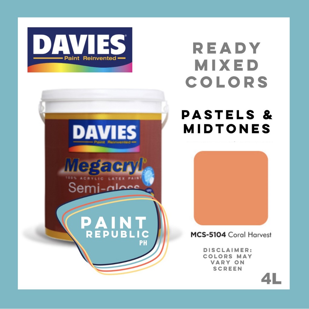 Davies MCS Semi Gloss Latex - Ready Mixed Colors-4L(GAL) | Shopee ...