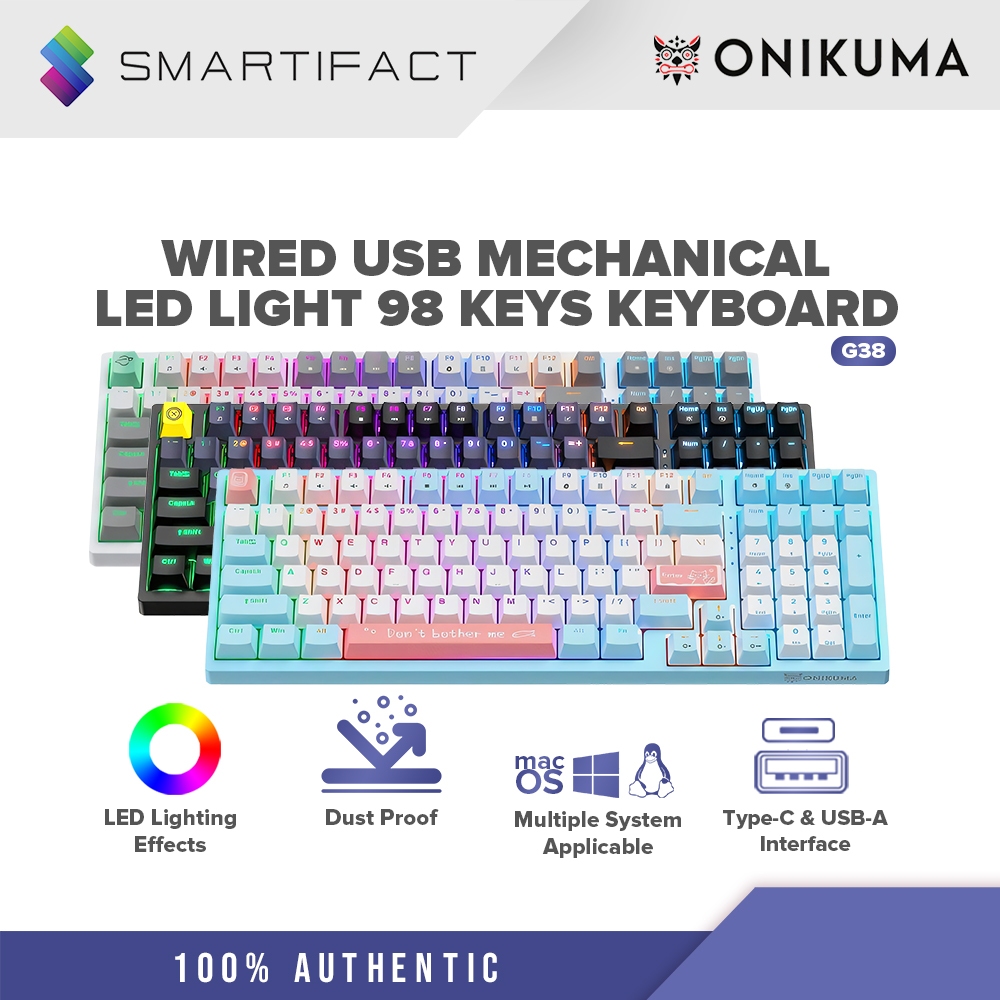Onikuma G38 Wired USB Mechanical Keyboard 98 Keys Gamer For PC Laptop ...