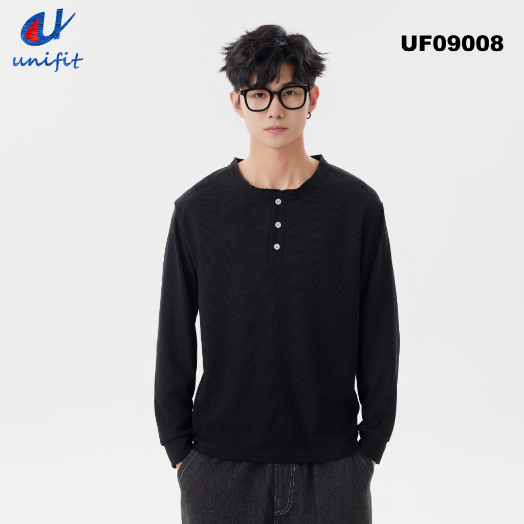 UNIFIT Men's Waffle Plain Long Sleeve Pullover T-shirt Menswear ...