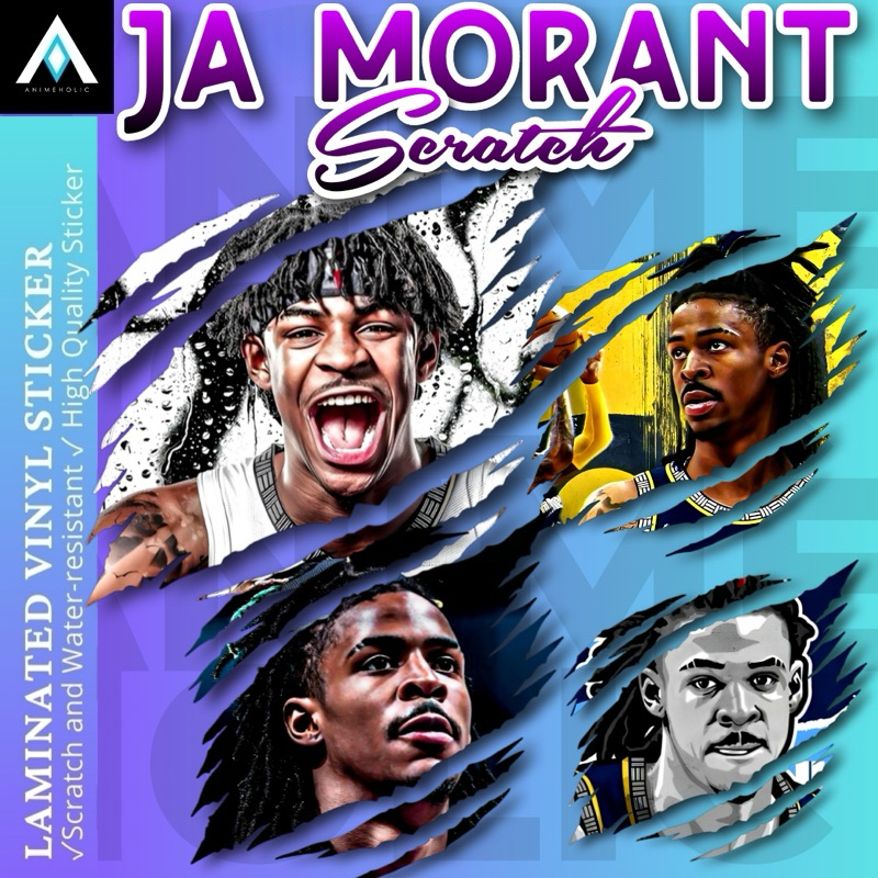 JA MORANT PREMIUM SCRATCH LAMINATED VINYL STICKERS ~ ANIMEHOLIC ...