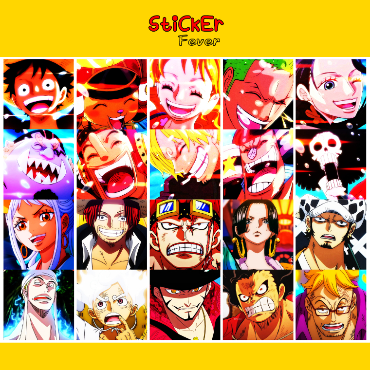 StickerFever Anime Icons Sticker ONE PIECE Design 2x2 inch Size ...