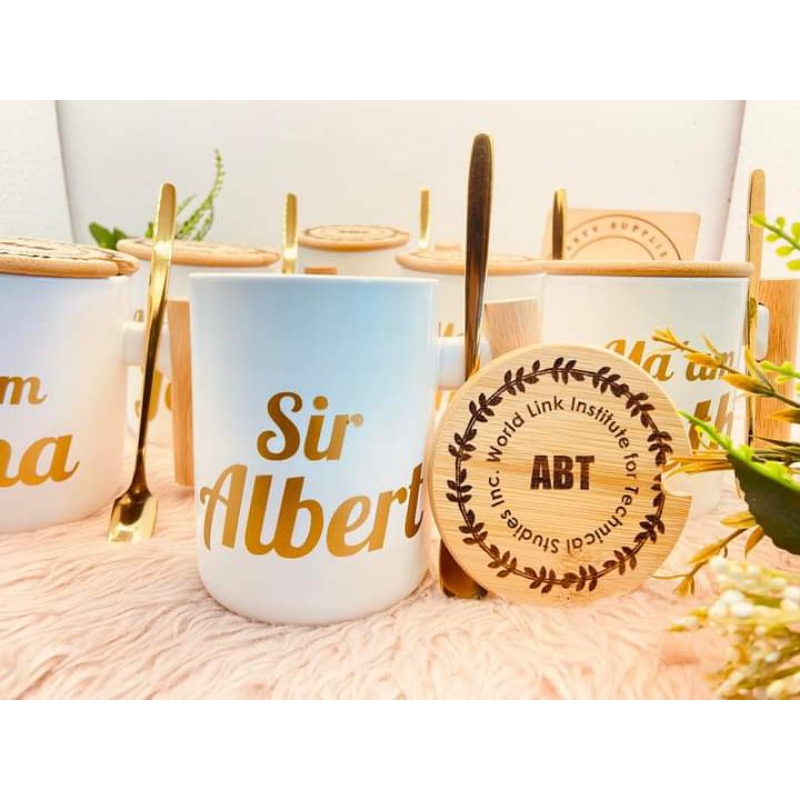 Nordic Ceramic Mug - Personalized Ceramic Mug - Laser Engraved Bamboo ...