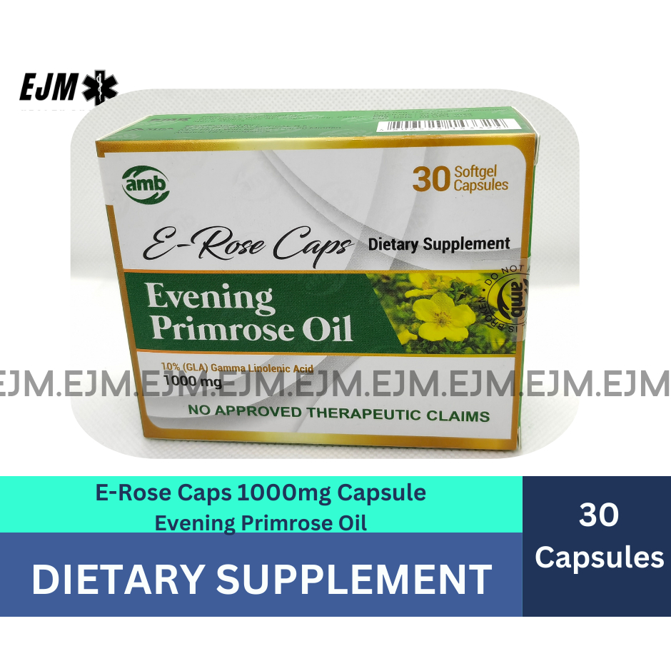 Evening Primrose E ROSE CAPS 1000mg- 30 softgel capsules | Shopee ...