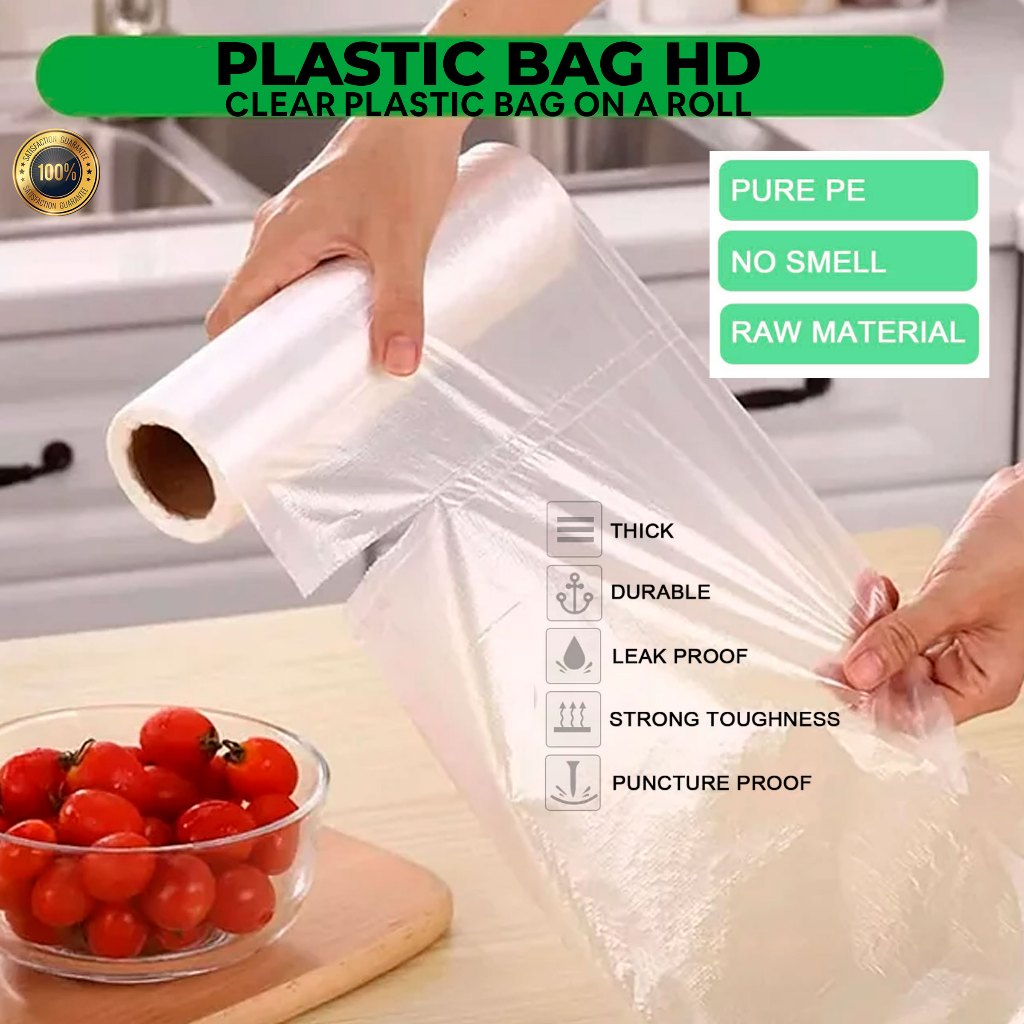 CLEAR ROLL BAG Biodegradable Trash / Garbage Bag Small / Medium / Large ...