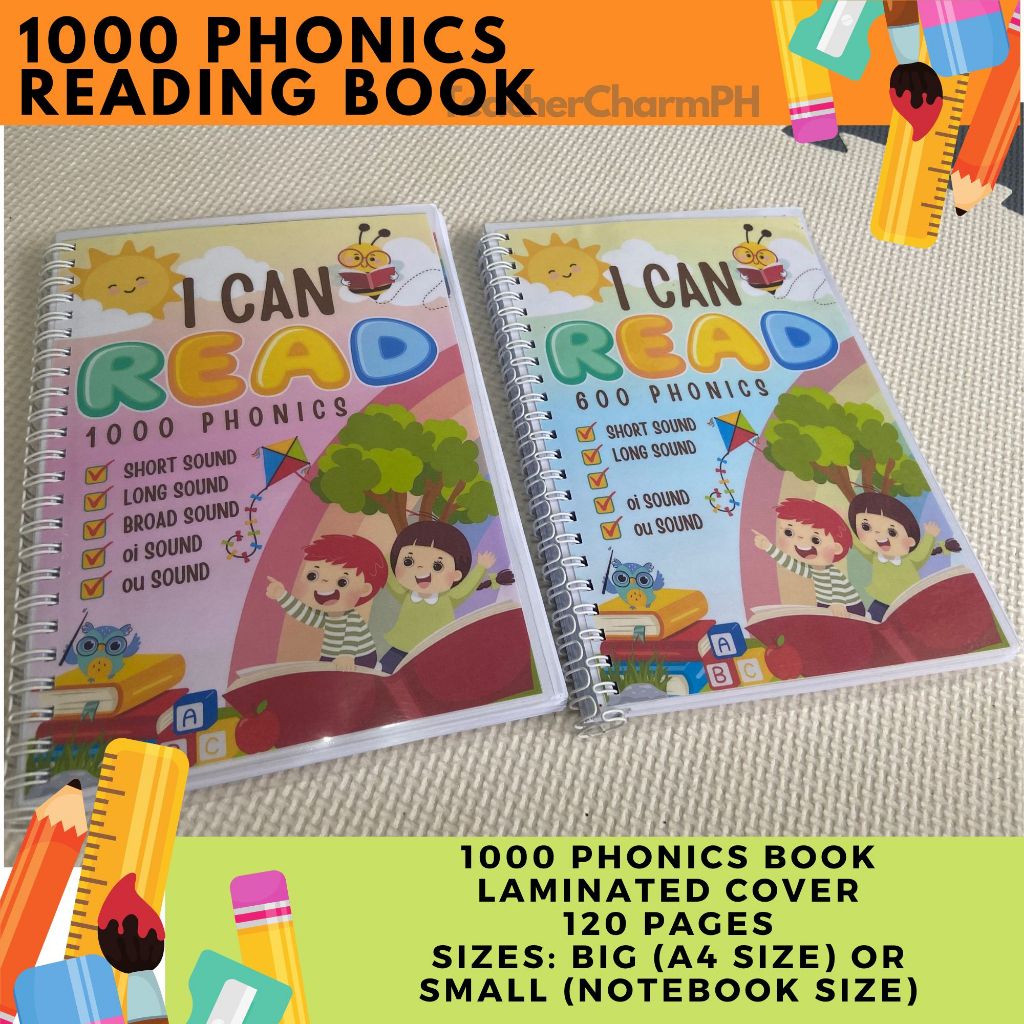 1000 PHONICS READING BOOK 120 pages Laminated Cover Wire Binded ...