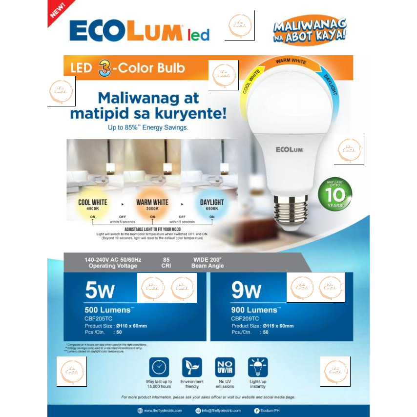 ECOLUM Tri Color LED Bulb | Shopee Philippines