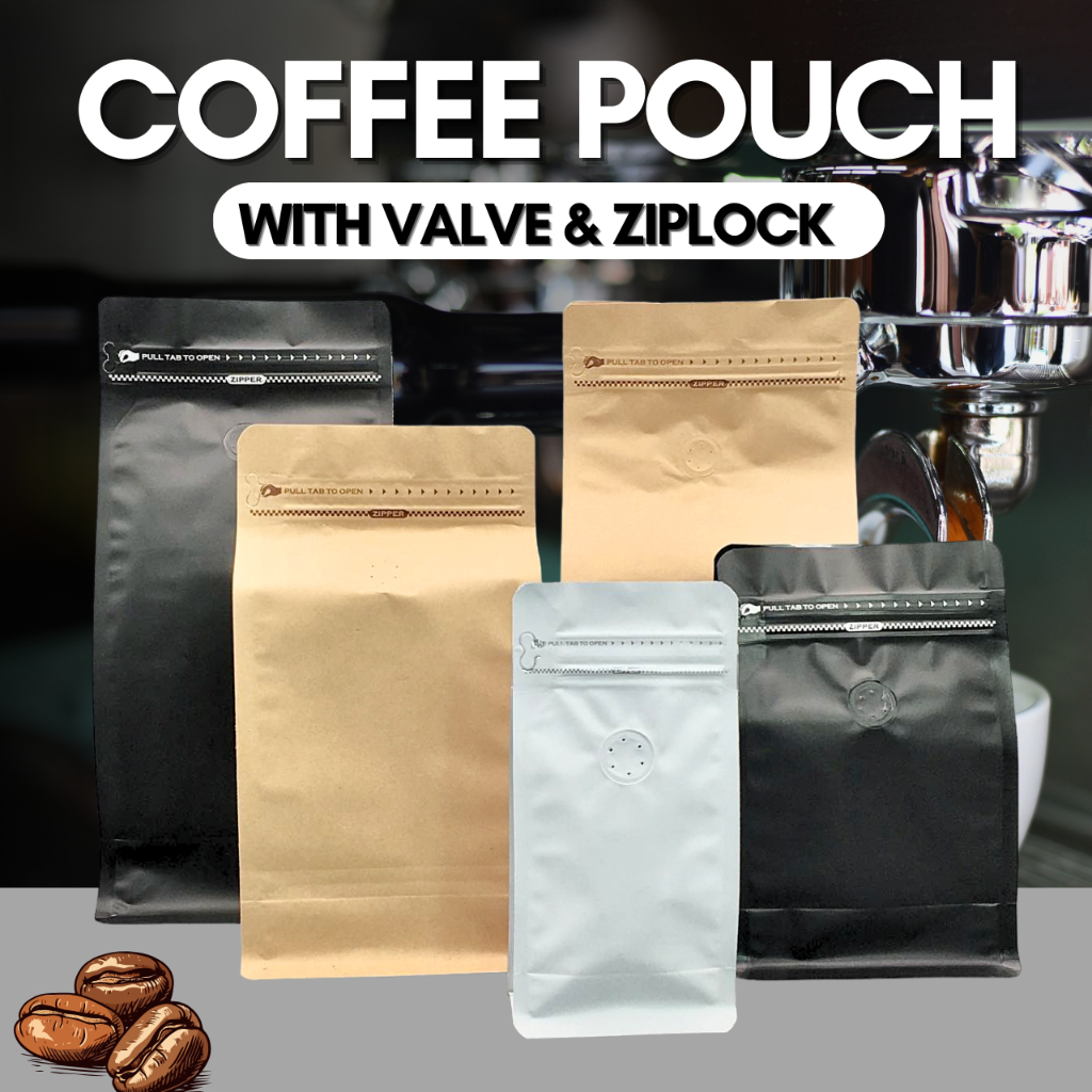 1pc - Coffee Stand Up Pouch with Valve and Gusset Type Flat Bottom ...
